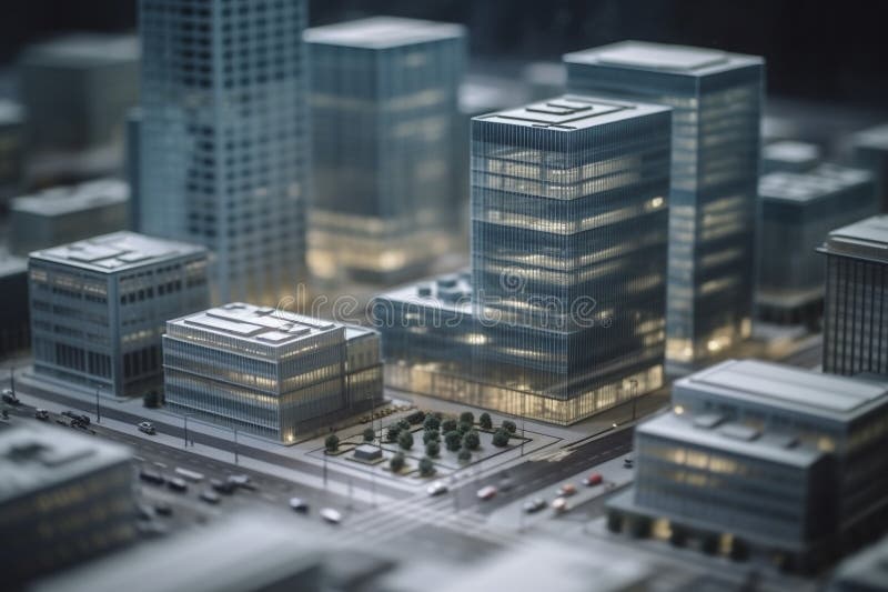 Modern Contemporary Style Model Buildings with Tilt Shift Effect ...