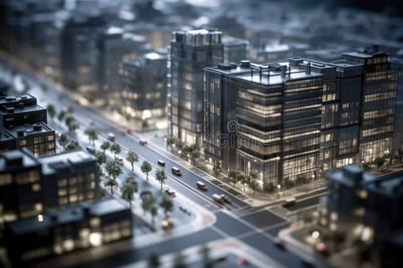 Modern Contemporary Style Model Buildings with Tilt Shift Effect ...