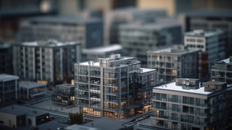 Modern Contemporary Style Model Buildings with Tilt Shift Effect ...