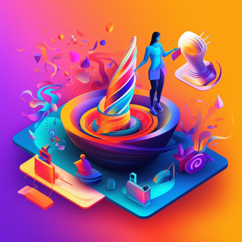 Content Marketing Drawing Vibrantly Illustration Stock Illustration ...