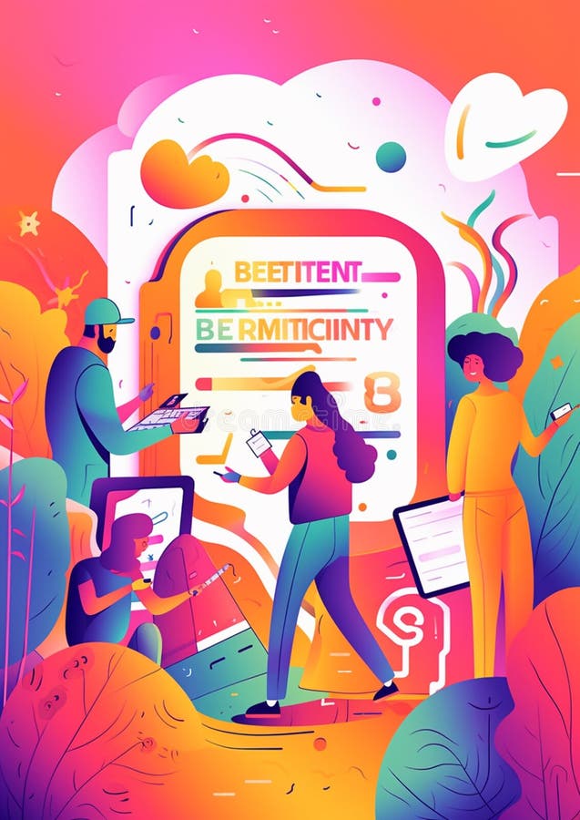 Content Marketing Drawing Vibrantly Illustration Stock Illustration ...