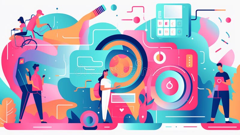 Content Marketing Drawing Vibrantly Illustration Stock Illustration ...