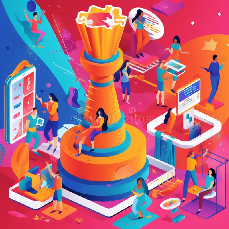 Content Marketing Drawing Vibrantly Illustration Stock Illustration ...