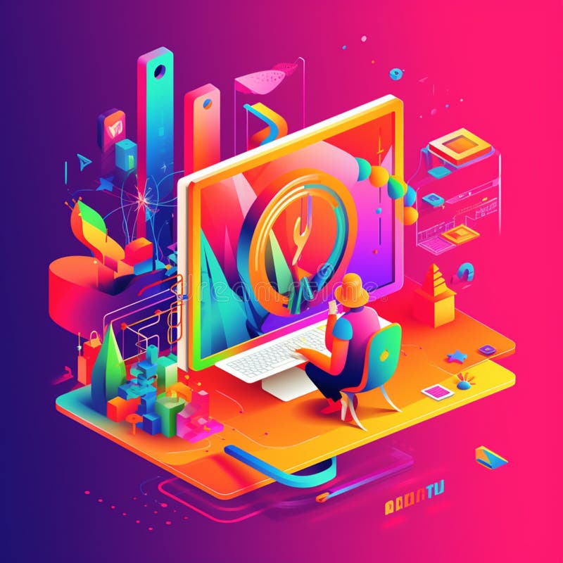 Content Marketing Drawing Vibrantly Illustration Stock Illustration ...