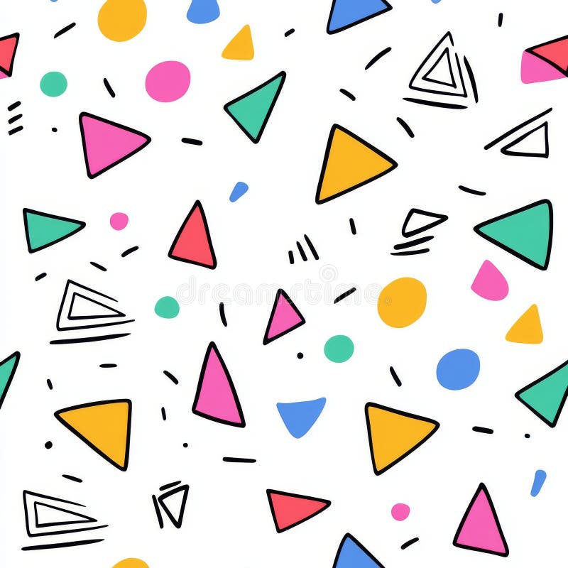 A Modern, Continuous Geometric Design with Hand-drawn Squares, Stripes ...