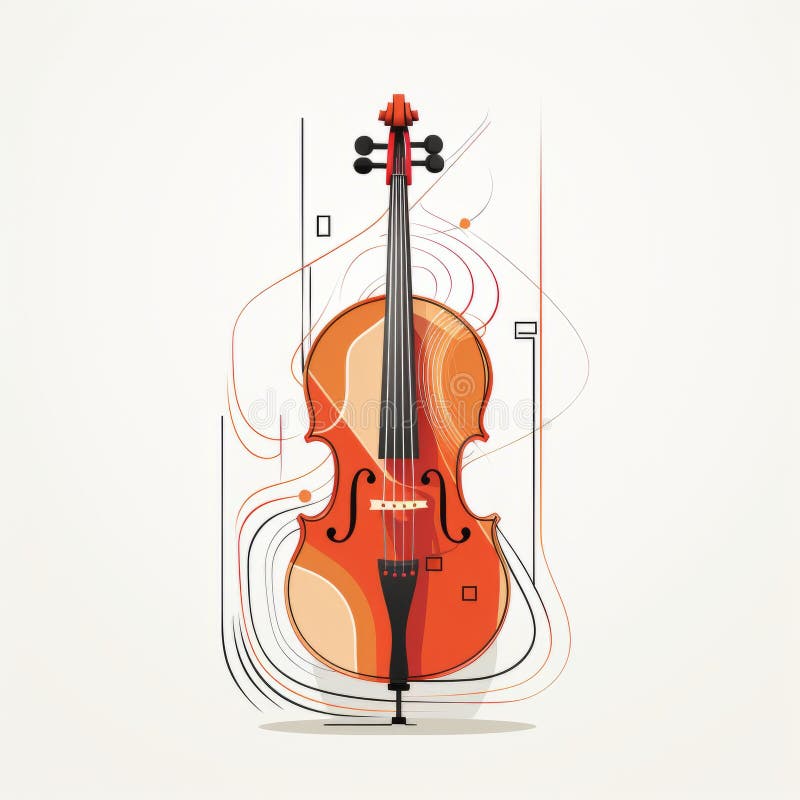 Modern Contrast Line Illustration of Cello on White Background Stock ...
