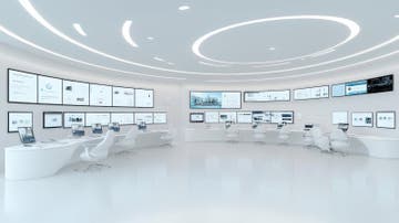 Modern Control Center Design, Digital Dashboard & Workstation Stock ...