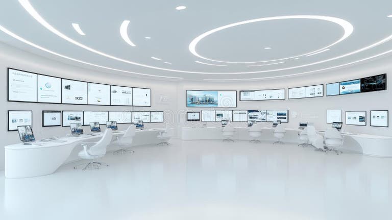 Modern Control Center Design, Digital Dashboard & Workstation Stock ...