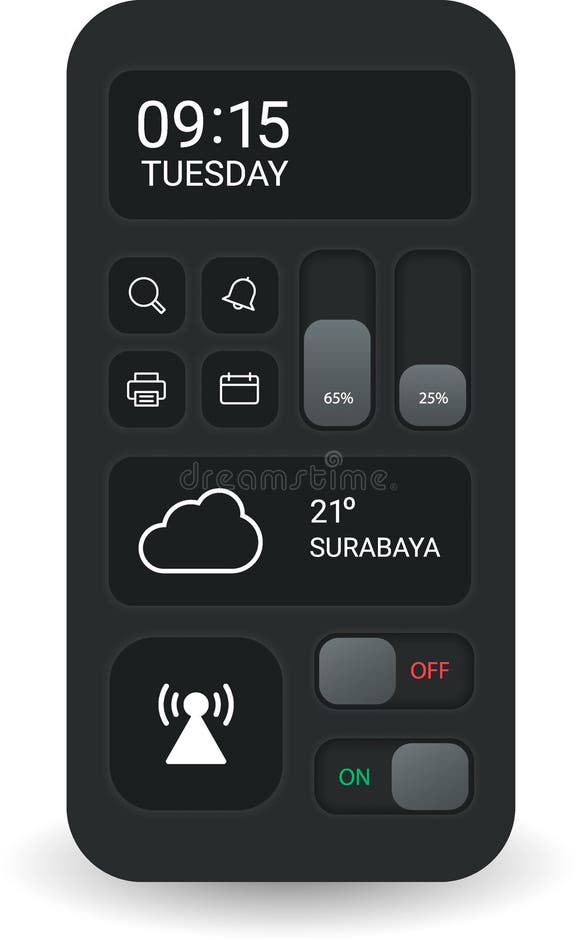 Modern Control Center Interface with Widgets for Weather Time and ...
