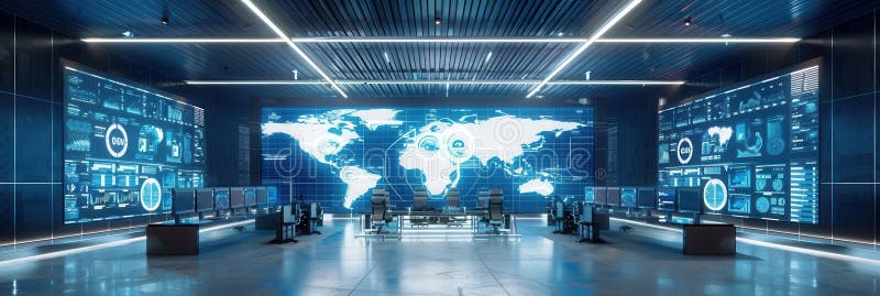 In a Modern Control Center, Large Screens Showcase Global Delivery ...