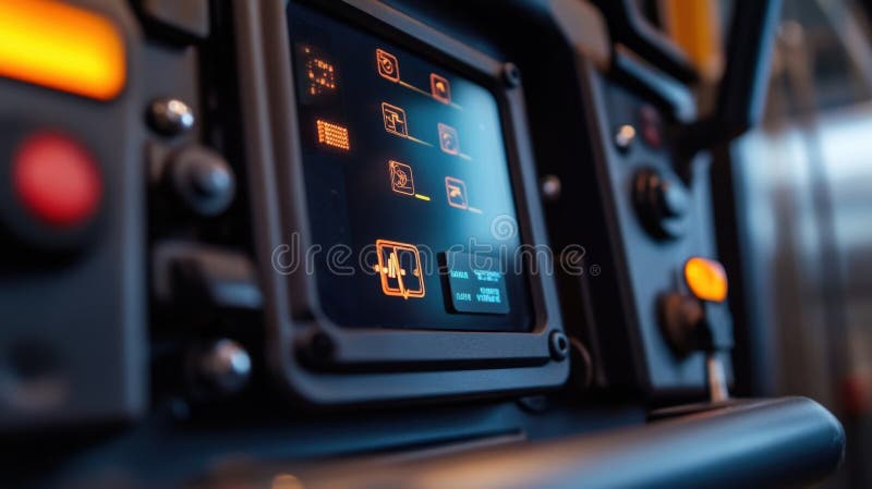 Modern Control Panel with Illuminated Display and Buttons Showing Vital ...