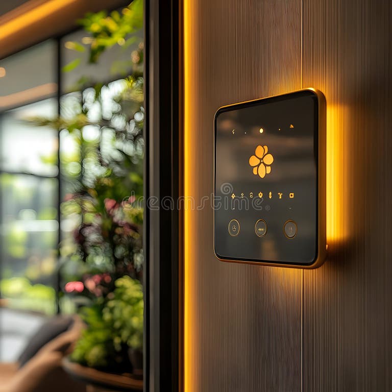 Modern Control Panel with Yellow Backlight Illustration Stock ...