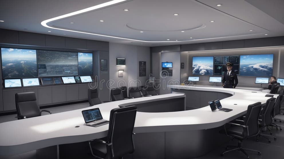 Modern Control Room with Advanced Technology and Strategic Workstations ...
