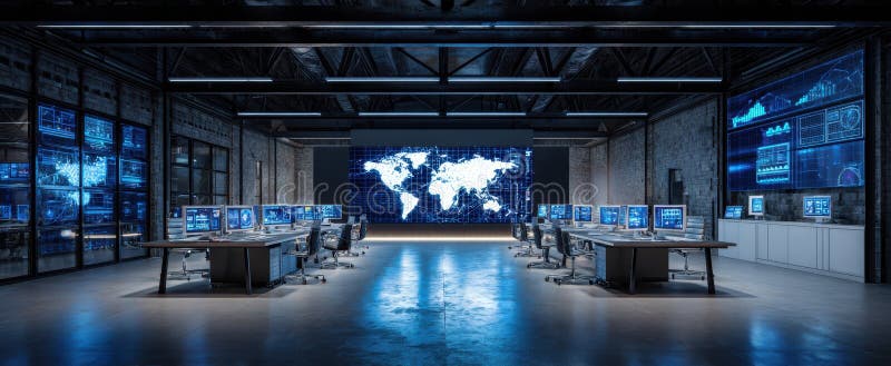 Modern Control Room Visualization Stock Photo - Image of center, estate ...