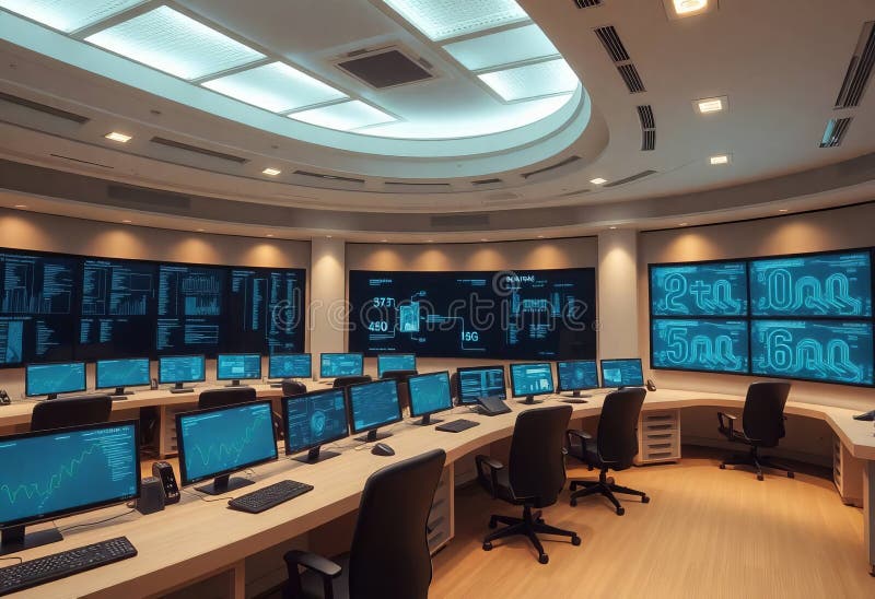 Modern Control Room Interior Design Stock Illustration - Illustration ...