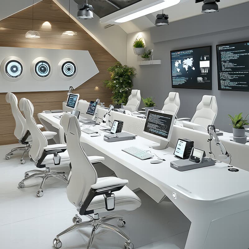 Modern Control Room Interior with High-Tech Equipment and Design Stock ...