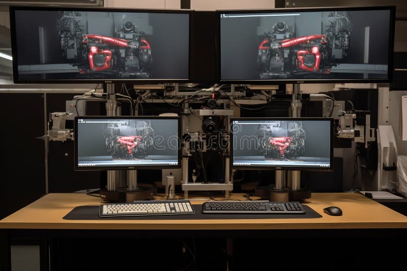 Modern Control Room with Multiple Screens Displaying Real-time ...