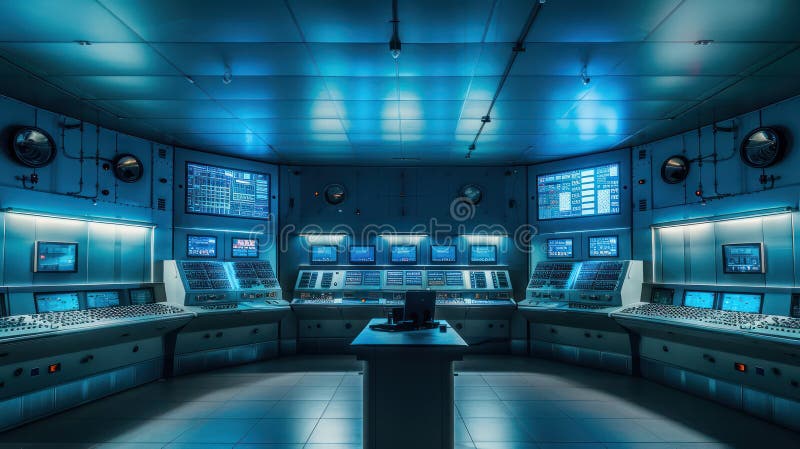 Modern Control Room of a Power Stock Illustration - Illustration of ...