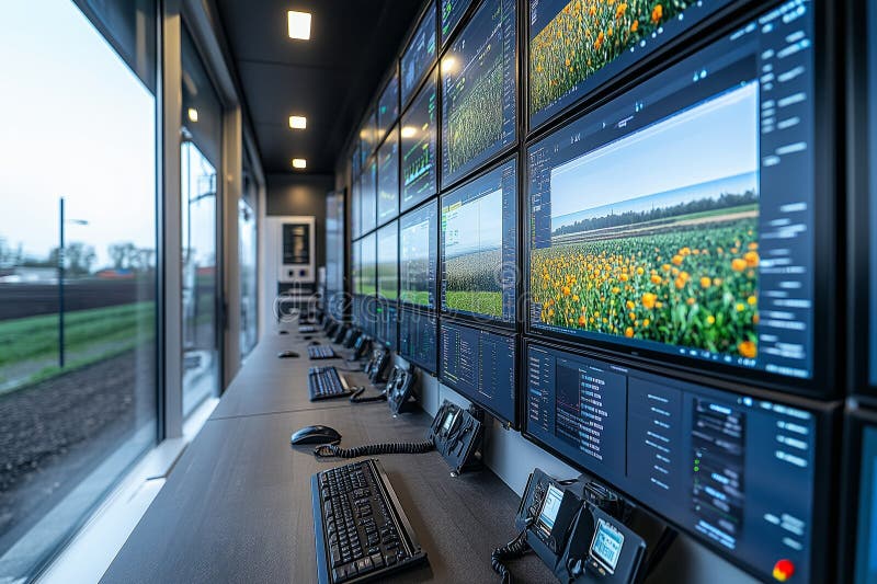 A Modern Control Room for a Smart Farm Stock Illustration ...