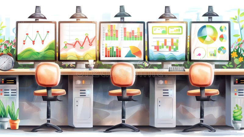 Modern Control Room for Smart Grid Management, Showcasing Large ...