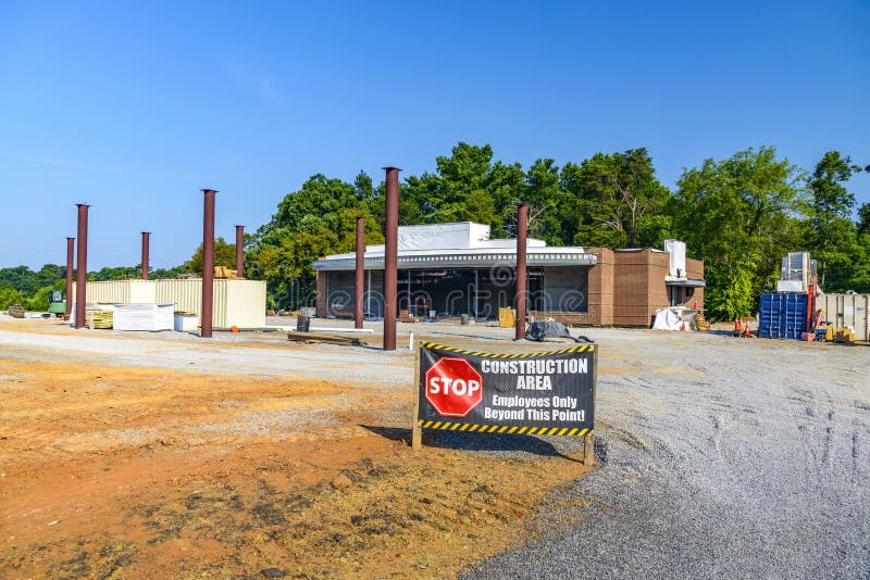 Modern Convenience Store Construction Site Stock Photo - Image of green ...