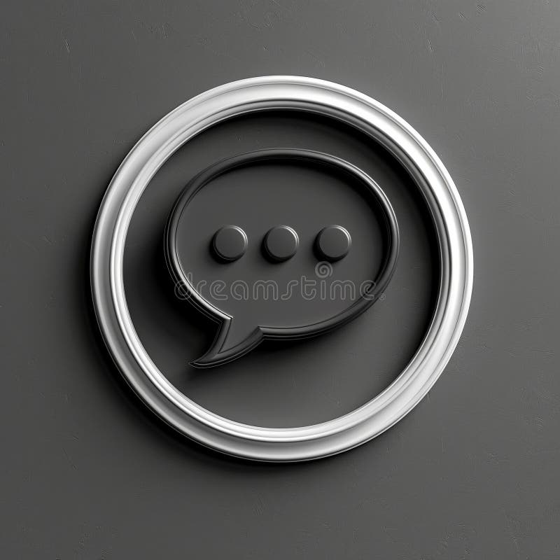 Modern Conversational Symbol in Minimalistic Design on Dark Background ...