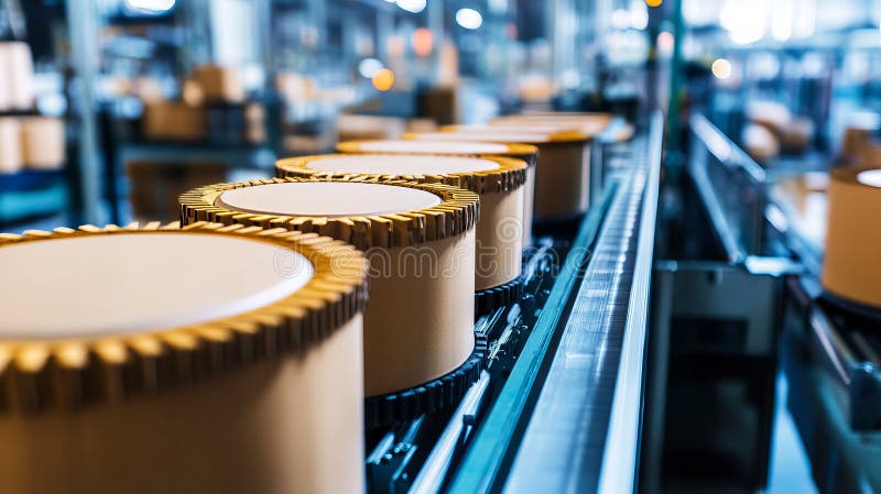 Modern Conveyor Belt System with Circular Containers in a Production ...