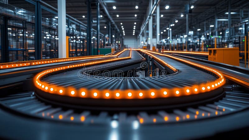 Conveyor System in a Modern Manufacturing Facility Operating Under ...