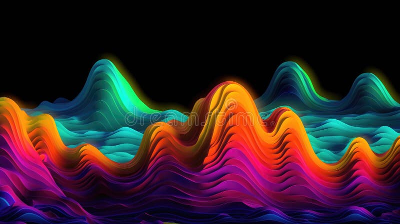 Modern Cool Looking Mountains Made Out of Neon Lights, Wallpaper Style ...