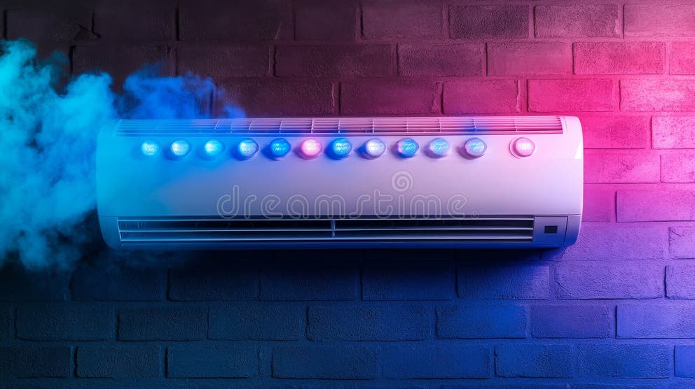 Modern Cooling System with LED Lights: Neon Air Conditioner Stock Image ...