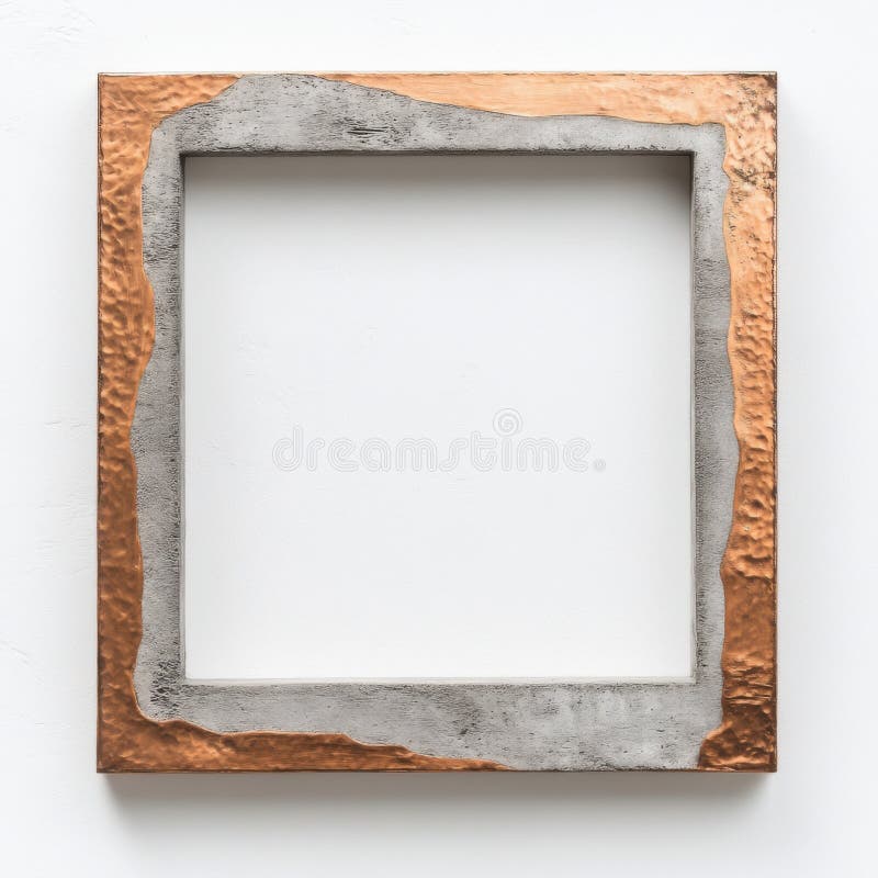 Modern Copper and Concrete Frame on White Wall in Minimalist Design ...