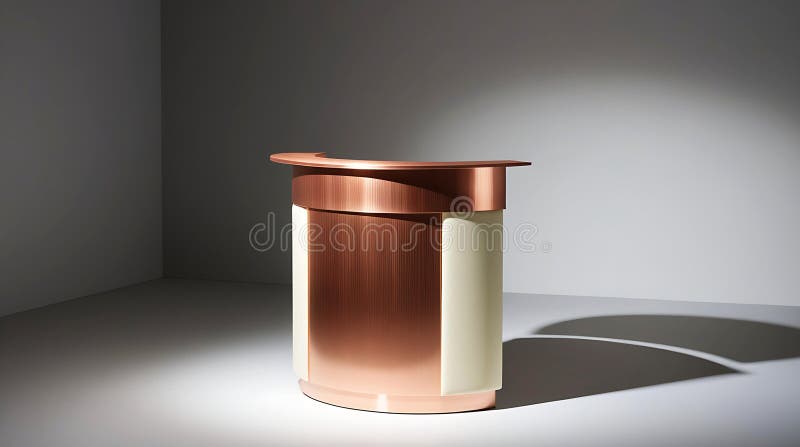 Modern Copper and Cream Reception Desk in a Minimalist Setting Stock ...