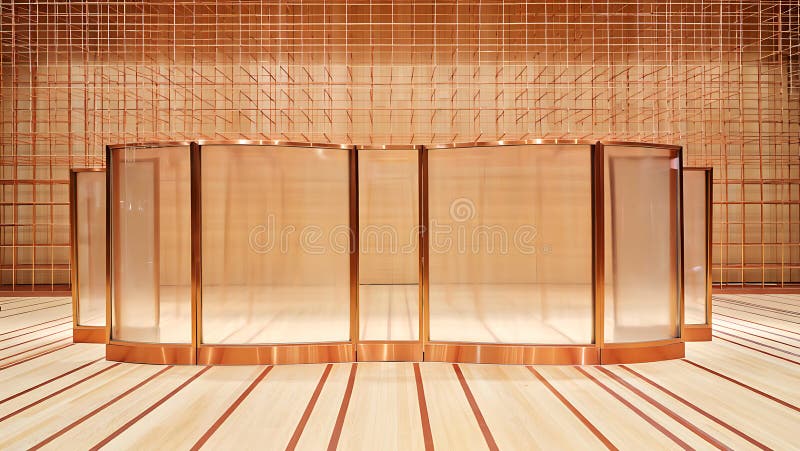 Modern Copper and Wood Interior Design Showcase Stock Illustration ...