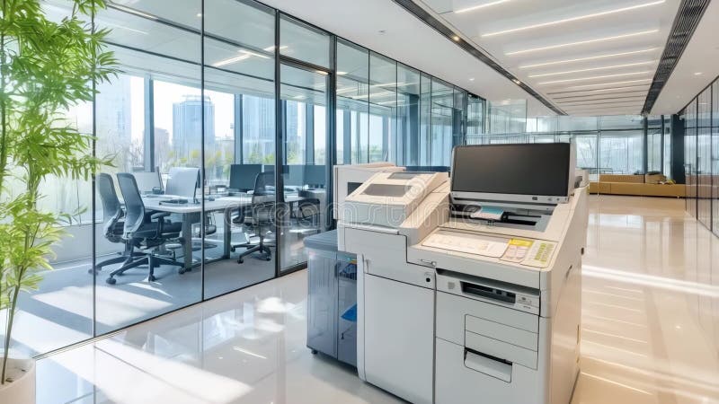 Modern Copy Machine on in Bright Office Stock Video - Video of laser ...