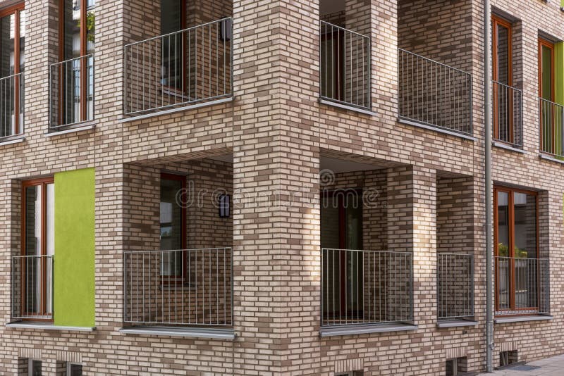 Modern Corner House with Balconies Stock Image - Image of townhouse ...