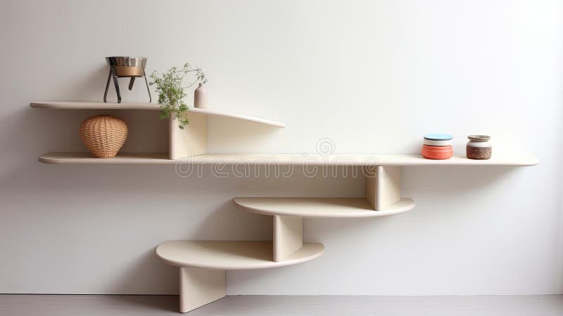 High-end Modern Comfy Corner Shelf in Light Beige Fabric Stock ...