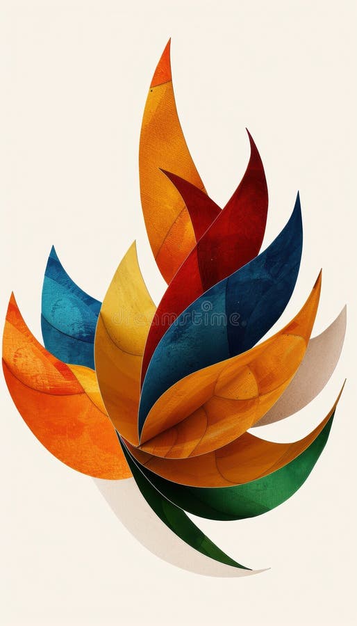 Modern Cornucopia Silhouette in Overlapping Colorful Paper Textures for ...