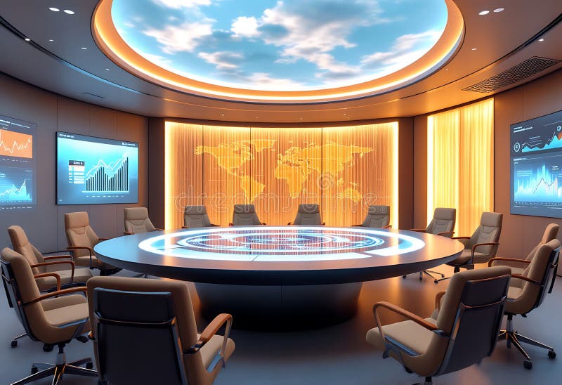 Modern Corporate Boardroom Interior Design with Tech Stock Illustration ...