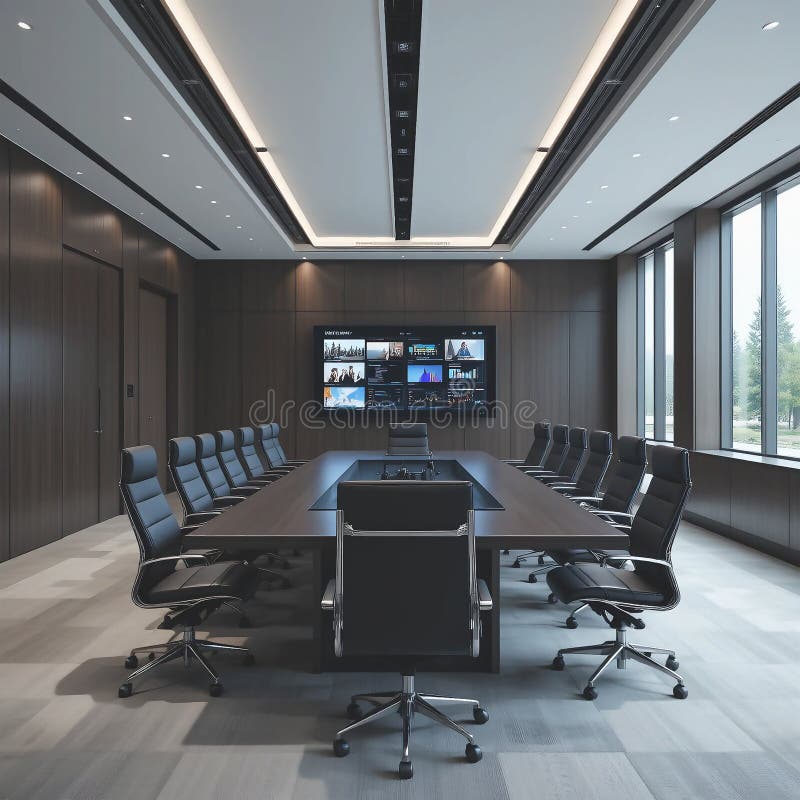 Modern Corporate Boardroom with Smart Conference Technology Stock Photo ...