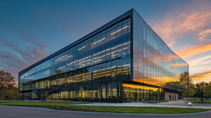 Modern Corporate Building with Angular Architecture Stock Illustration ...