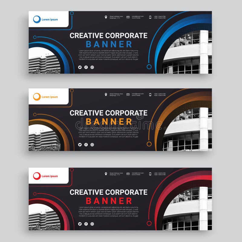 Modern Corporate Business Banner Set Template Stock Vector ...