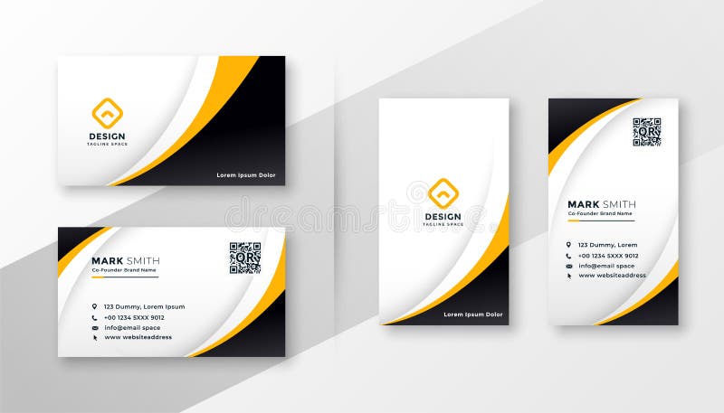 Modern Corporate Business Card Design in Yellow Theme Stock Vector ...