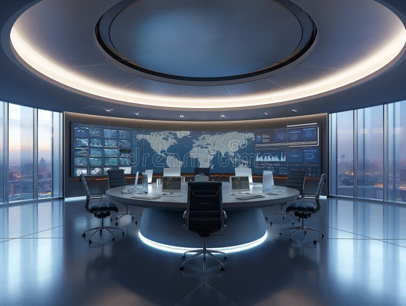 Modern Corporate Command Center Stock Photo - Image of screens ...