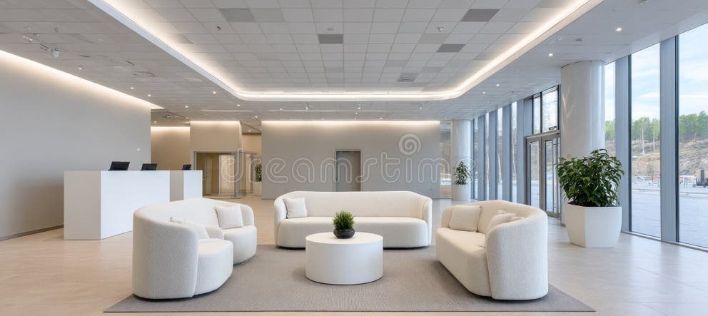 Modern Corporate Lobby Interior Design with Comfortable Seating Stock ...