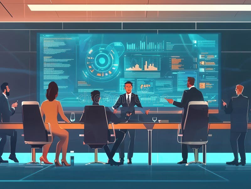 Modern Corporate Meeting with Digital Presentation Stock Image - Image ...