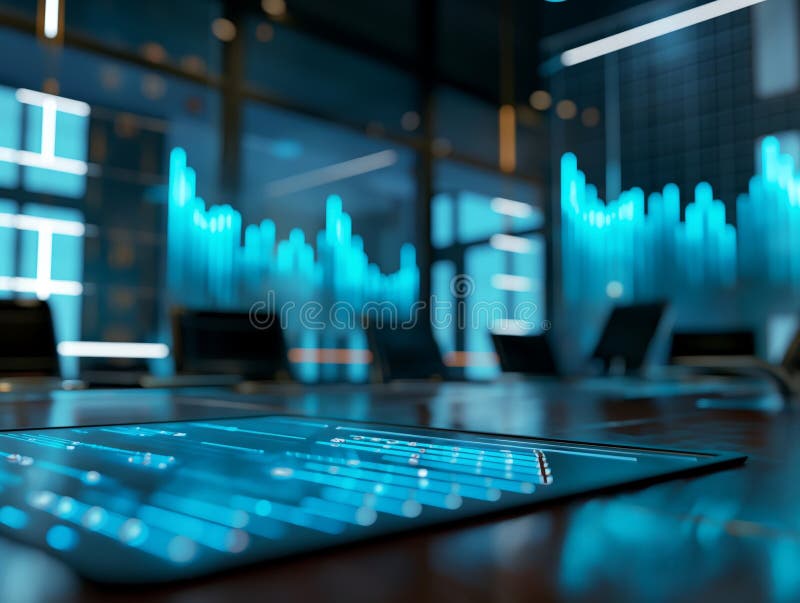 Modern Corporate Meeting Room with Digital Interface Stock Photo ...