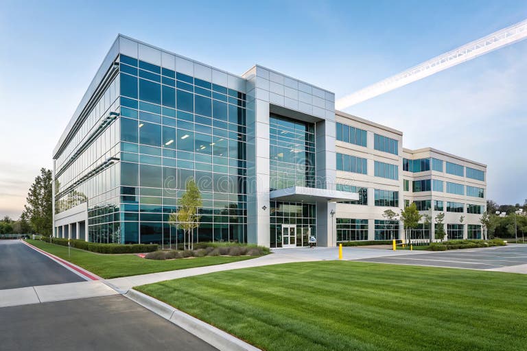 Modern Corporate Office Building in Office Park Stock Photo - Image of ...