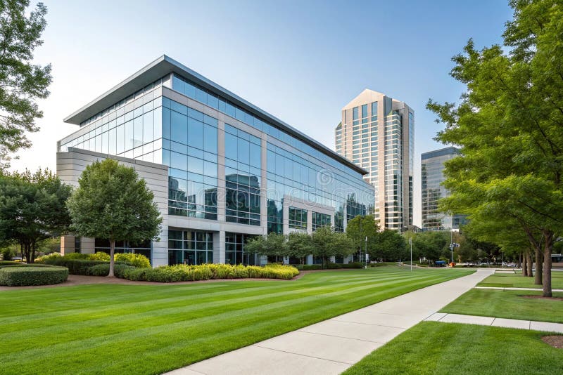 Modern Corporate Office Building in Office Park Stock Image - Image of ...