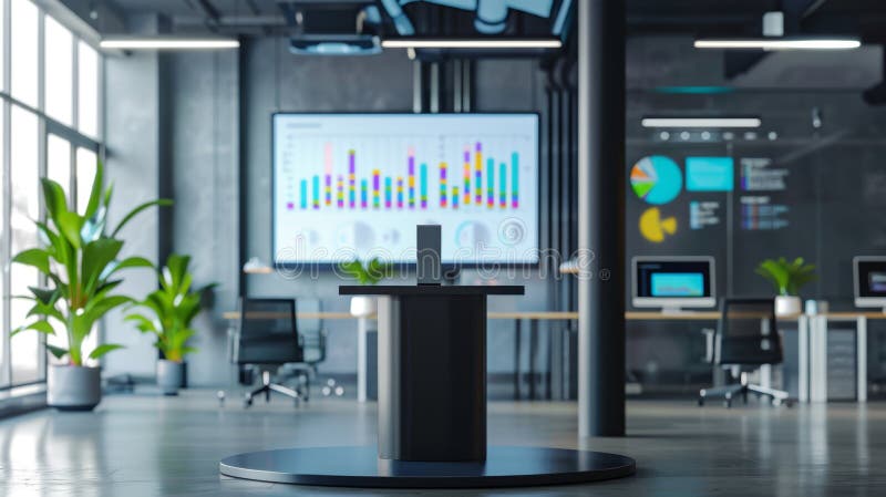 Modern Corporate Office with Interactive Data Presentation Stock ...