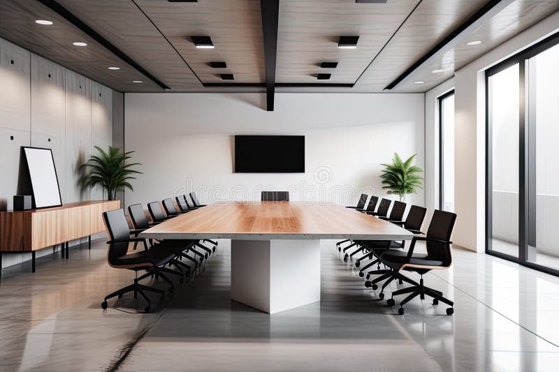 Modern Corporate Office Interior with Empty Conference Room Stock ...
